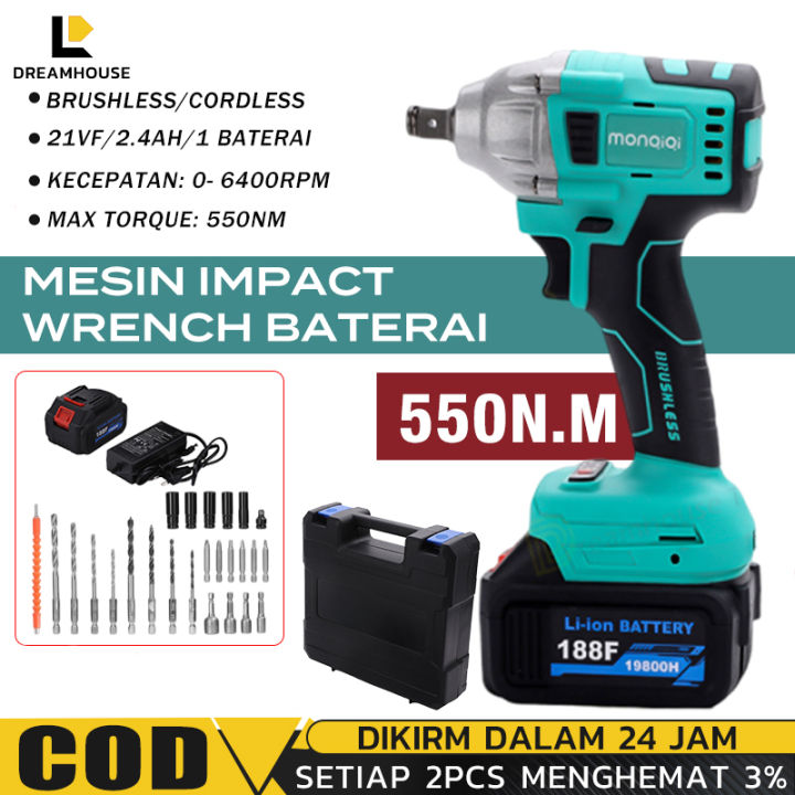 COD Impact tool 188VF original Brushless impact baterai torsi besar 13mm impek jld 550N.m Impact ...