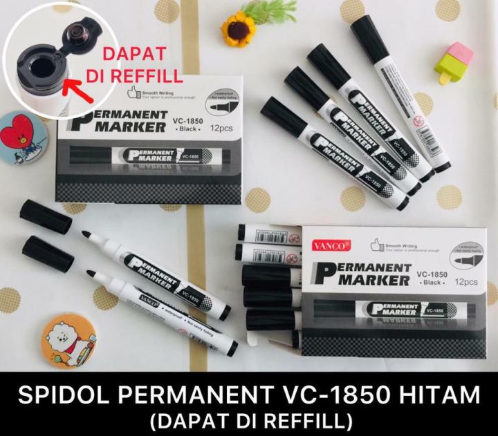 DE ROYALE - Vanco Spidol Permanent / Permanent Marker Warna Hitam Bisa ...
