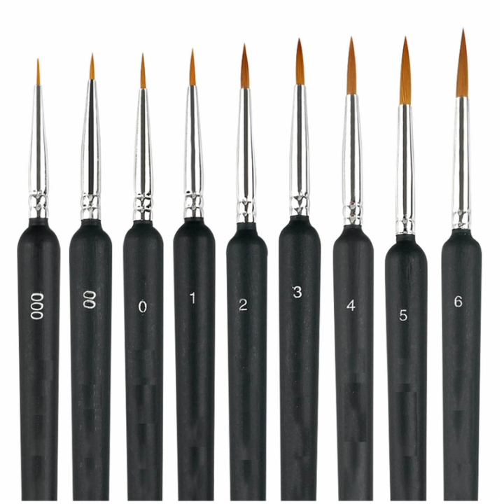 9pcs Detail Paint Brush Set Fine Miniature Artist Painting Brushes With ...