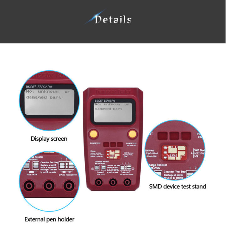 BSIDE ESR02PRO Digital Transistor SMD Components Tester ESR Meter Diode ... BSIDE ESR02PRO Digital Transistor SMD Components Tester ESR Meter Diode ...