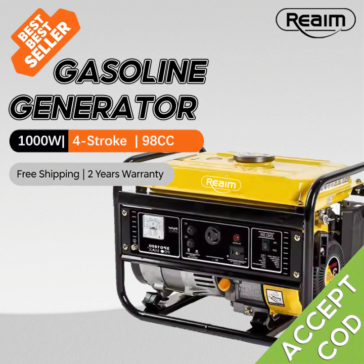 REAIM Gasoline Generator 4-STROKE Manual Electric Start Generator 1000W ...