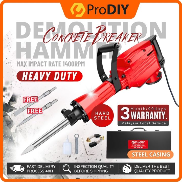 PRODIY PD-1306 Heavy Duty HEX Demolition Hammer 65mm Breaker Hammer ...