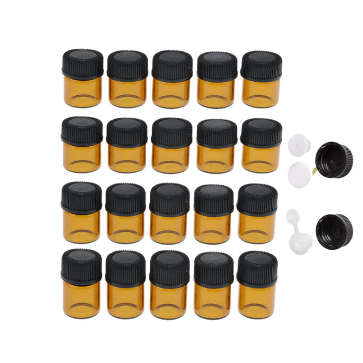20 Pieces 1ml 2ml 3ml 5ml Amber Glass Sample Bottles with Open lids or ...