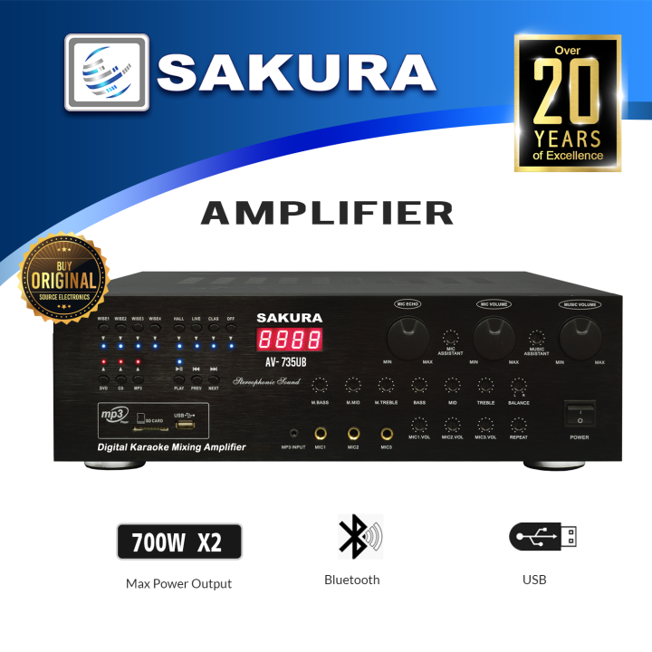 Sakura AV-735UB 700W Karaoke Bluetooth Amplifier | Lazada PH