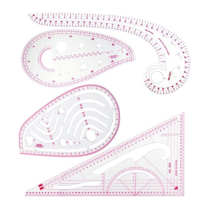 Sewing Ruler Set (4 Pcs) - Metric Ruler Set French Curve Pattern ...