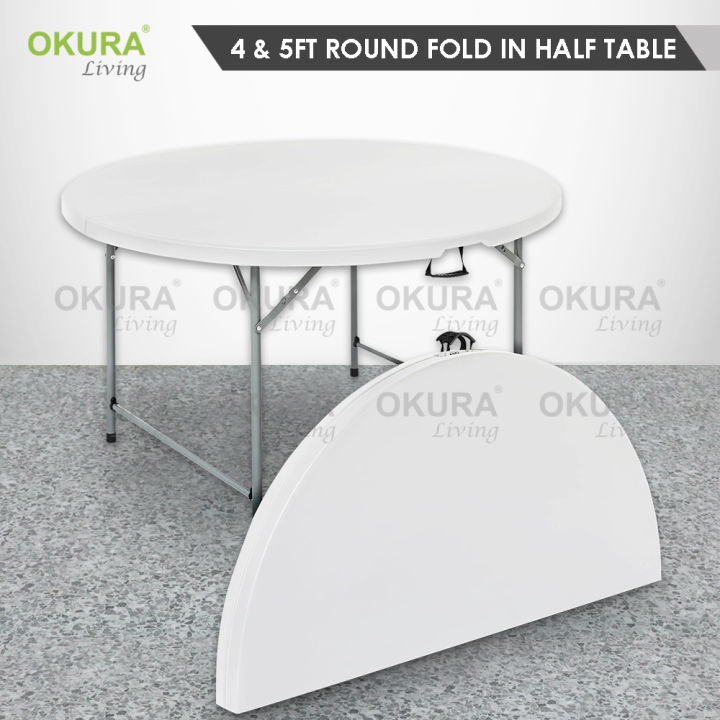 OKURA 4ft & 5ft & 5.7ft Round Fold Half Table Banquet Table Folding ...