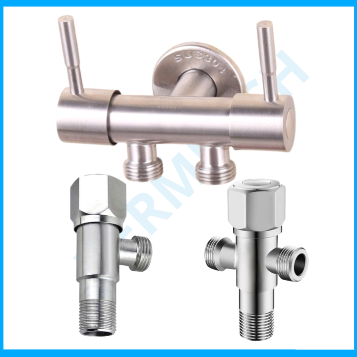 Vermerch Original Angle Valves SUS304 Heavy Duty 1Way 2Way Angle Valve Stainless Steel, 1 in 2 ...
