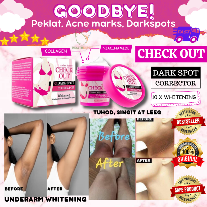 Effective CHECK OUT Dark Spot Corrector for Private Areas Whitening Niacinamide & Collagen Cream ...
