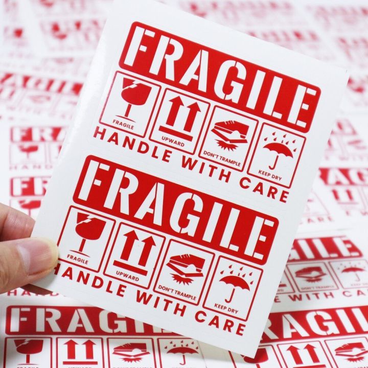 50 Labels Fragile Stickers 5cm*8cm Fragile Bend Handle with Care ...