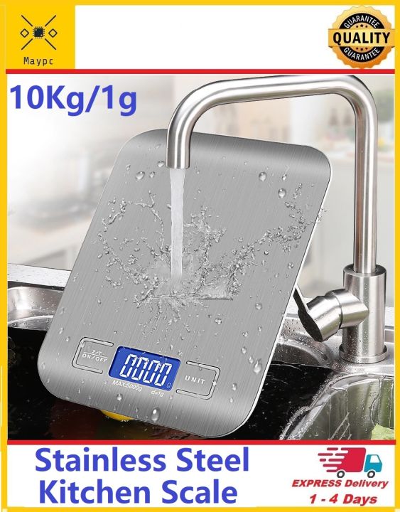 10kg/5Kg OZ/ML/G Kitchen Scale Stainless Steel Weighing Scale Food Diet ...