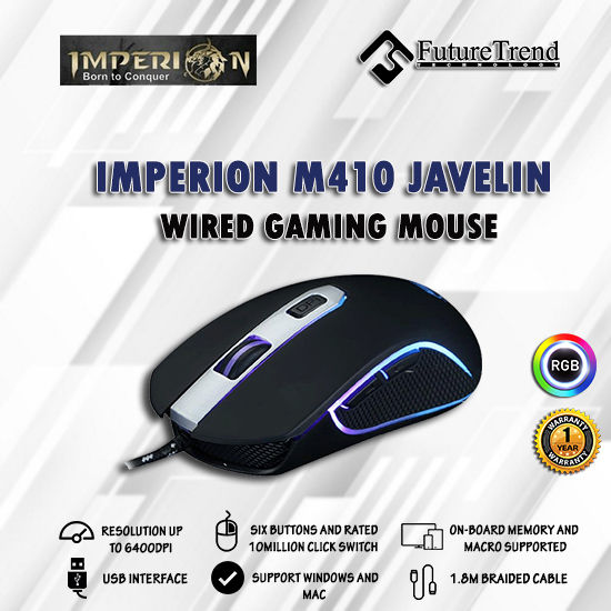 Imperion M410 JAVELIN Wired Gaming Mouse 6 Buttons / 6400DPI / Built-In ...