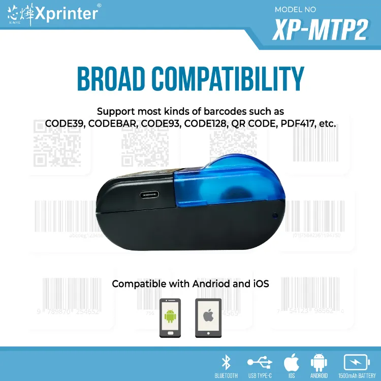 Xprinter XP-MTP2 Portable BLUETOOTH + USB Thermal Printer Handheld 58mm ... Xprinter XP-MTP2 Portable BLUETOOTH + USB Thermal Printer Handheld 58mm ...