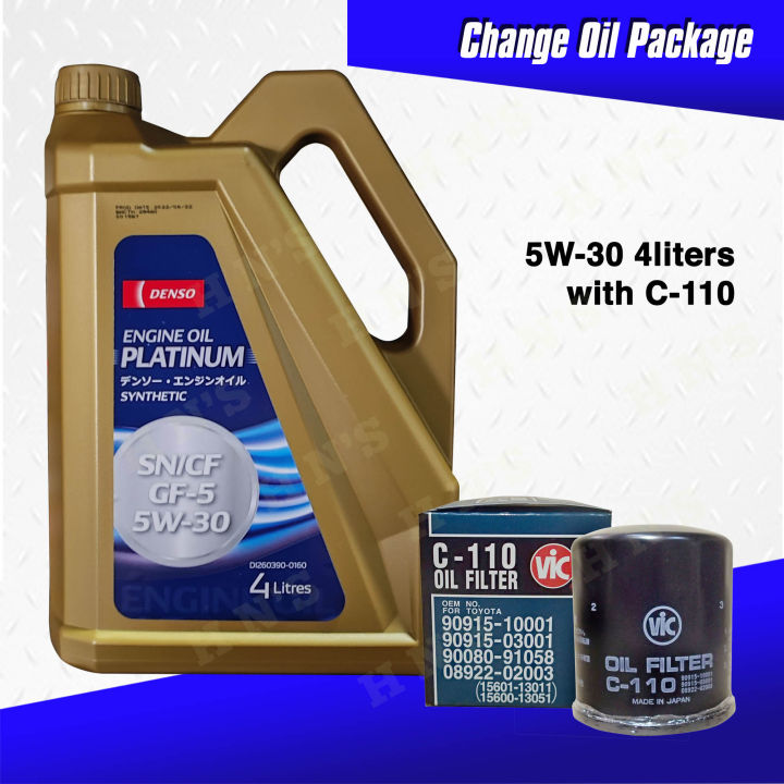 Denso Engine Oil Platinum 5W-30 Oil Change Bundle for Toyota Vios ...