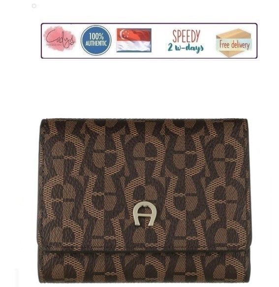 BRAND NEW AUTHENTIC INSTOCK AIGNER LOGO COMBI WALLET FANGO BOX BROWN ...