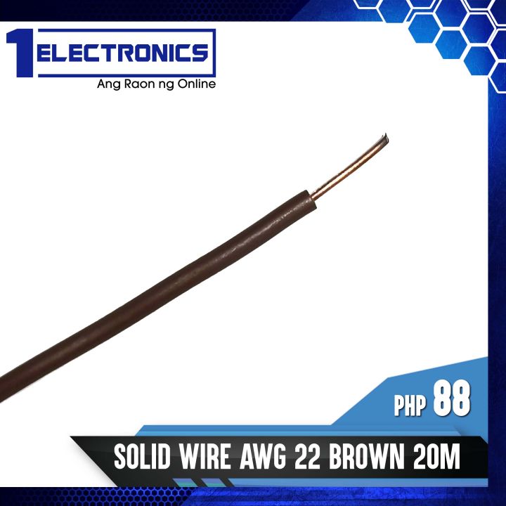 1Electronics Solid Wire AWG 22 BROWN | Lazada PH