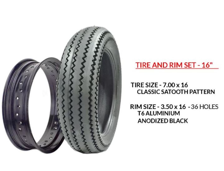 SET 16"- 7.00 x 16 TIRE & 3.50 x 16 RIM 36 HOLES BY RED INDIAN CUSTOM ...