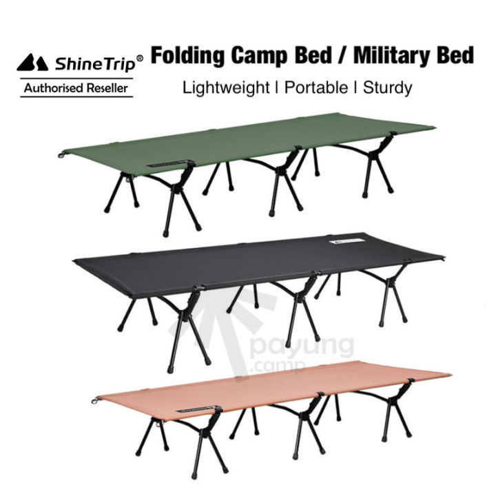 SHINETRIP Folding Camp Bed Dual Way Adjustable UltraLight Military ...