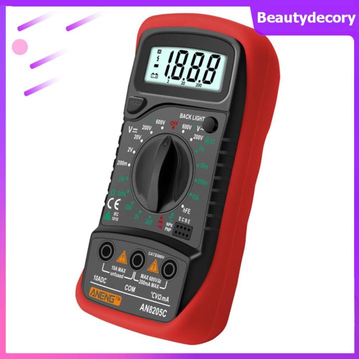 Digital Multimeter Portable Volt Ohm Meter LCD Backlight Voltage ...