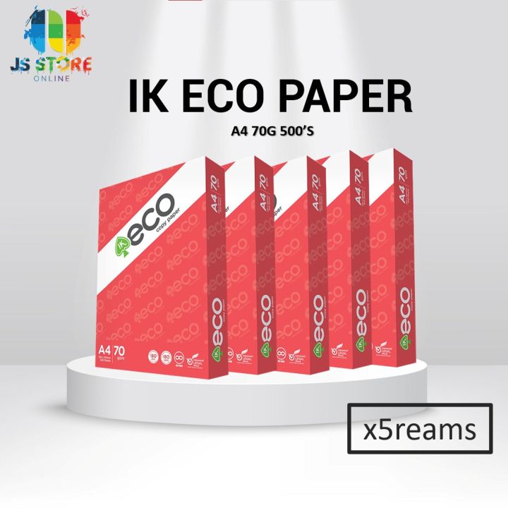[5 REAMS] IK Eco High Quality A4 Copy Paper 70gsm 500 Sheets | Lazada