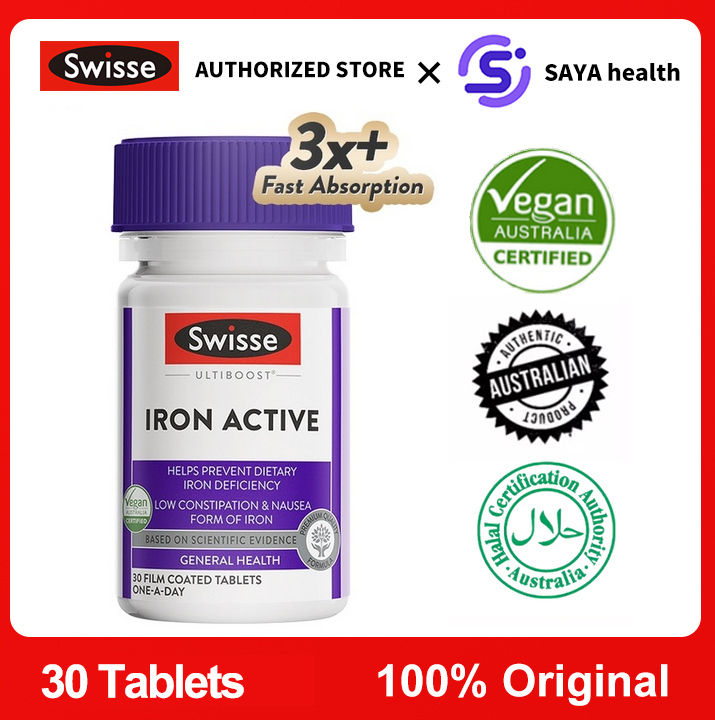 Swisse Ultiboost Vegan Iron Active 30 Tablets High Strength & Fast ...