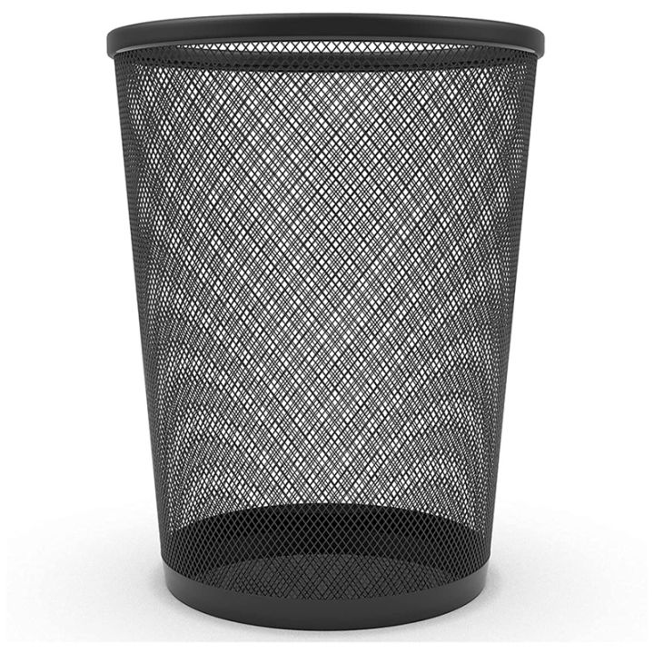 Circular Black Mesh Waste Waste Paper Bin Basket, Metal Trash Bin for ...