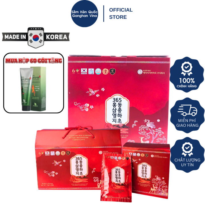 Nước Hồng Sâm Linh Chi Đông Trùng 365 Hàn Quốc (70ml x 20g & 50ml x ...