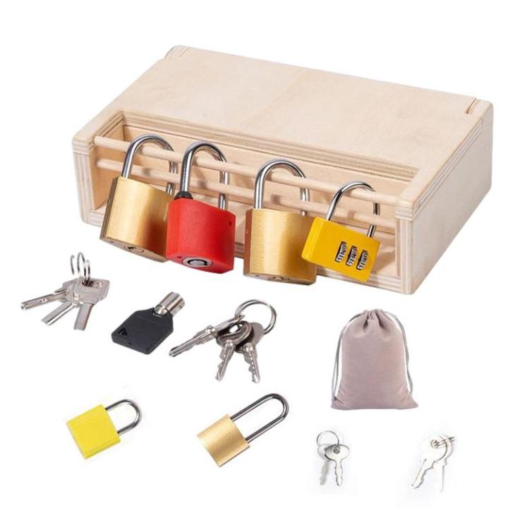 Lock and Key Toy Lock Set Keys Educational Wooden Learning Montessori ...