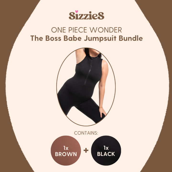 SIZZIES One Piece Wonder The Boss Babe Jumpsuit Bundle of 2(Black ...