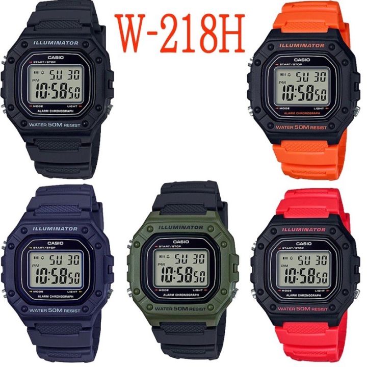 Casio Digital นาฬิกาข้อมือทรงสปอร์ต สายเรซิ่น รุ่น W-218H-1A/W-218H-2A ...
