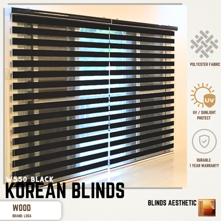 WOOD W550 BLACK (customize size) KOREAN WINDOW BLINDS 100% HIGH QUALITY ...