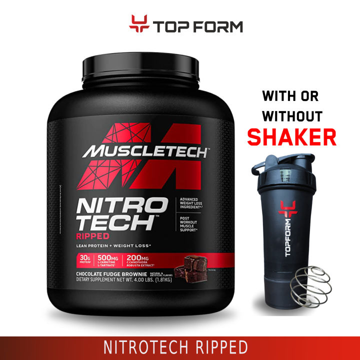 MuscleTech Nitro-Tech Ripped Whey Protein Powder, with Shaker, Muscle ...