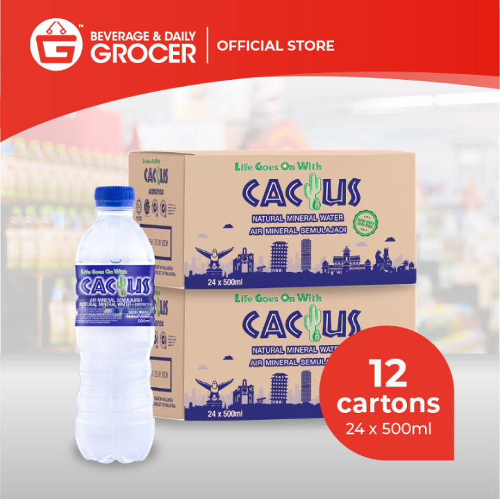 Cactus Natural Mineral Water 24 x 500ml (288 Bottles) 12 cartons | Lazada