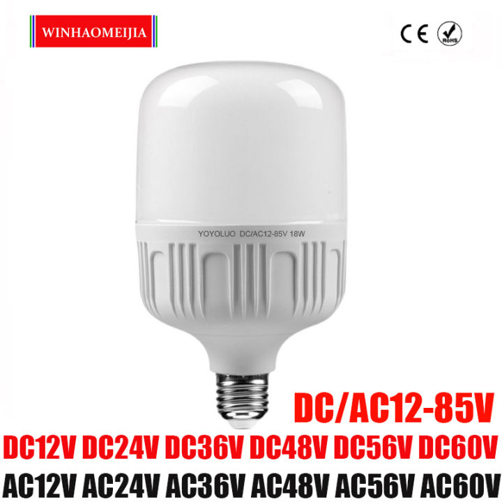 AC DC 12V-85V LED Light Bulb E27 Lamp 36W 24W 18W 15W 12W 9W 6W Cold ...
