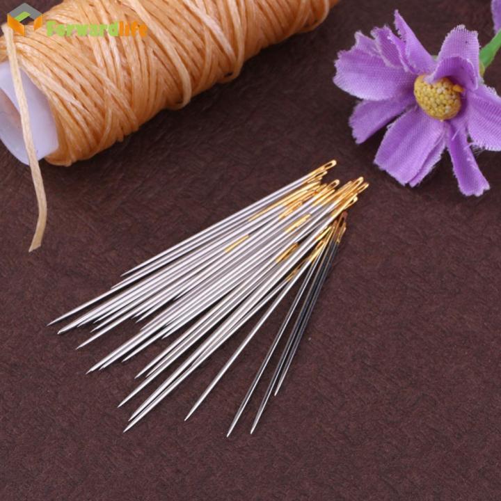 16pcs Heavy Duty Hand Sewing Needles Set Silver Metal Large Eye Needles ...