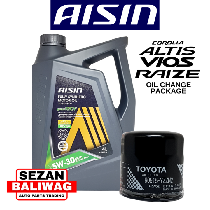 AISIN GREENTECH 5W-30 FULLY SYNTHETIC 4LITERS MOTOR OIL W/ OIL FILTER ...