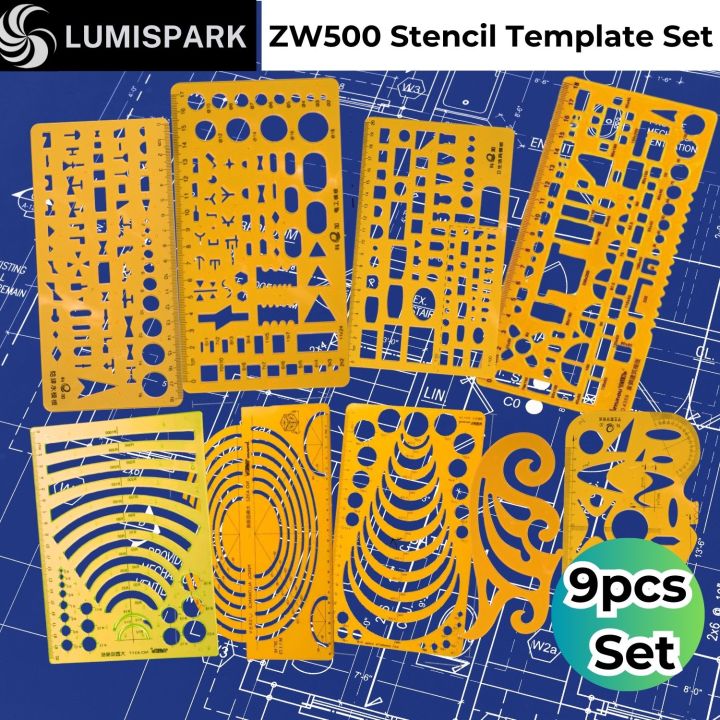 ZW500 Stencil Geometric Drawings Templates, Drafting Stencils Measuring ...