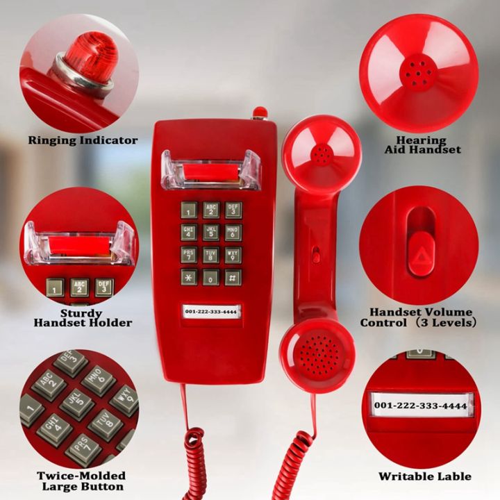 (GPBS) Classic Wall Phones for Landline with Mechanical Ringing, Single ...