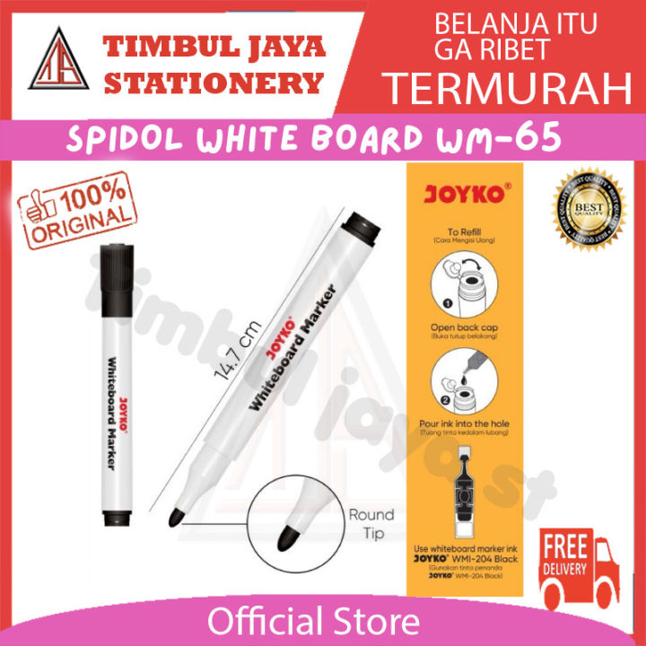 Joyko Whiteboard Marker Spidol Papan Tulis Joyko Bisa Dihapus Round Tip and Refillable Bisa ...