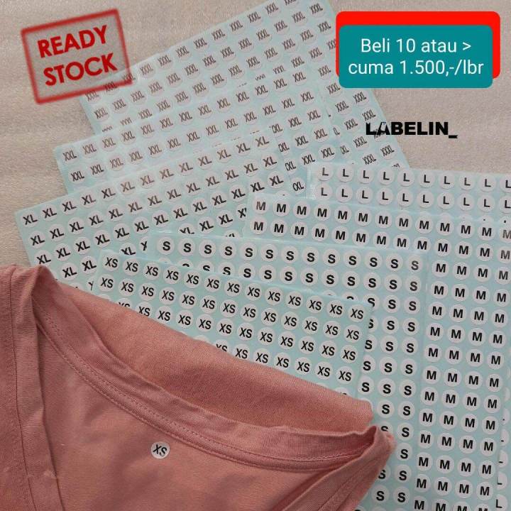 READY Stiker kertas size tempel baju stiker ukuran baju xs s m l xl xxl ...