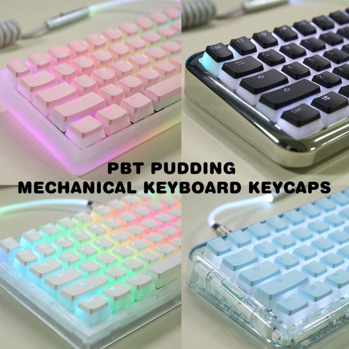 ⚡HOT⚡129 keys PBT Pudding Keycaps Transparent Backlit Keycap For RK61 ...