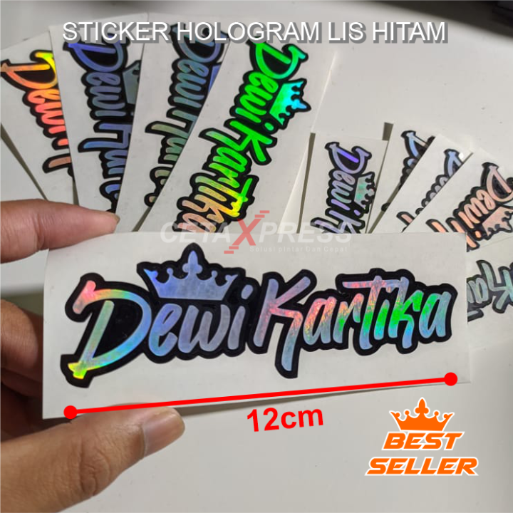 STICKER NAMA CUSTOM HOLOGRAM LIS HITAM | Lazada Indonesia