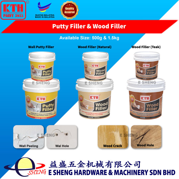 KTH 500gm & 1.5kg White Wall Putty Filler & Wood Filler Filling Cracks ...
