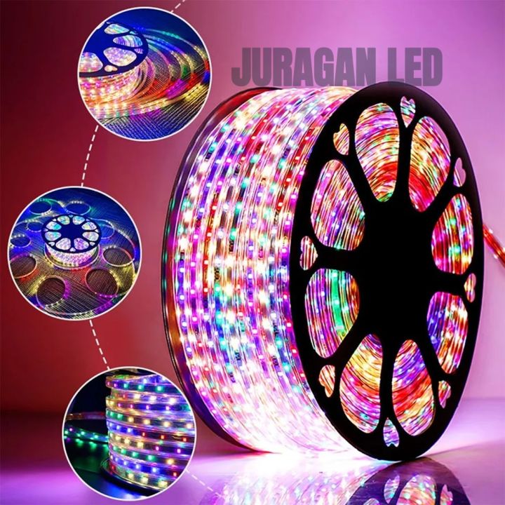PAKET 1-6 METER PLUS SOKET/COLOKAN LAMPU LED STRIP SELANG WARNA WARNI ...