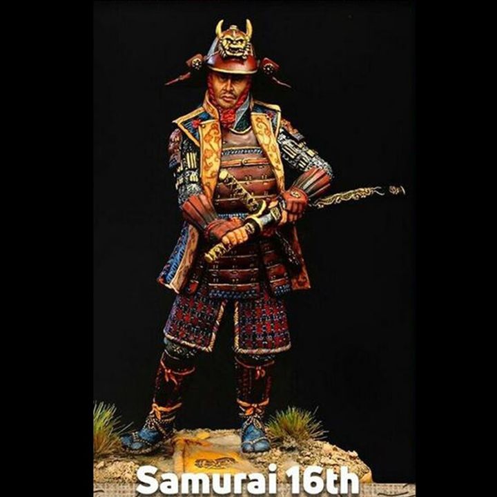 Unassambled 1/24 ancient Samurai of the 16th century stand Resin figure ...