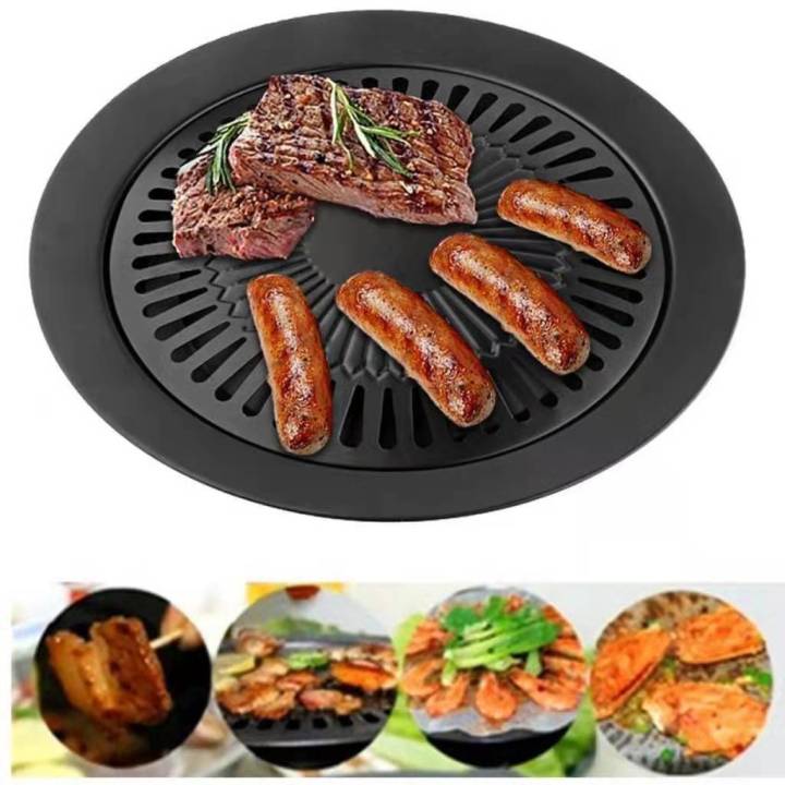 【HOORAY】Smokeless Barbecue Pan Grill Stove-Top Plate Cooking Non-Stick ...