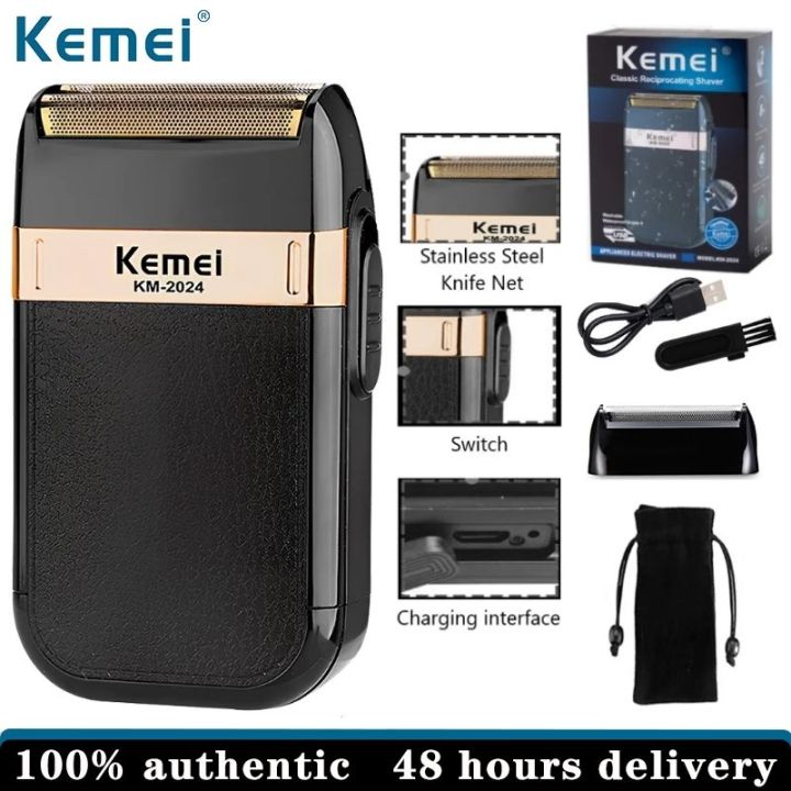 Kemei KM-2024 Men Electric Shavers Waterproof Reciprocating Foil Razor Precision Beard Trimmer ...