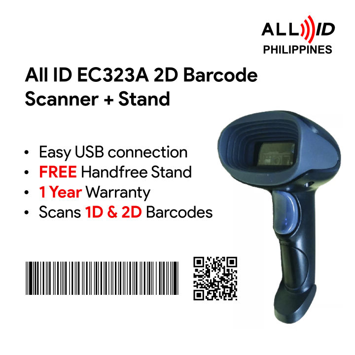 All ID EC323A 2D Barcode Scanner + Stand | Lazada PH