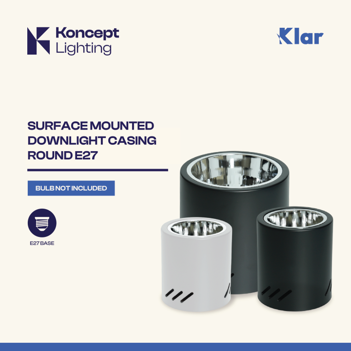 Klar Surface Mounted Downlight Casing Round for A60/E27 | Lazada PH