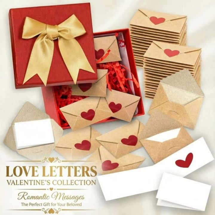 SHIRUI 30/60Pcs Pre-Written Cards Love Letters Envelope Set Blank Mini ...