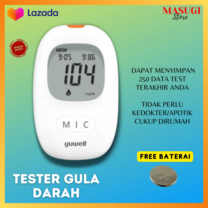 Alat Cek Tester Gula Darah Diabetes Blood Glucose Sugar Meter Strip ...